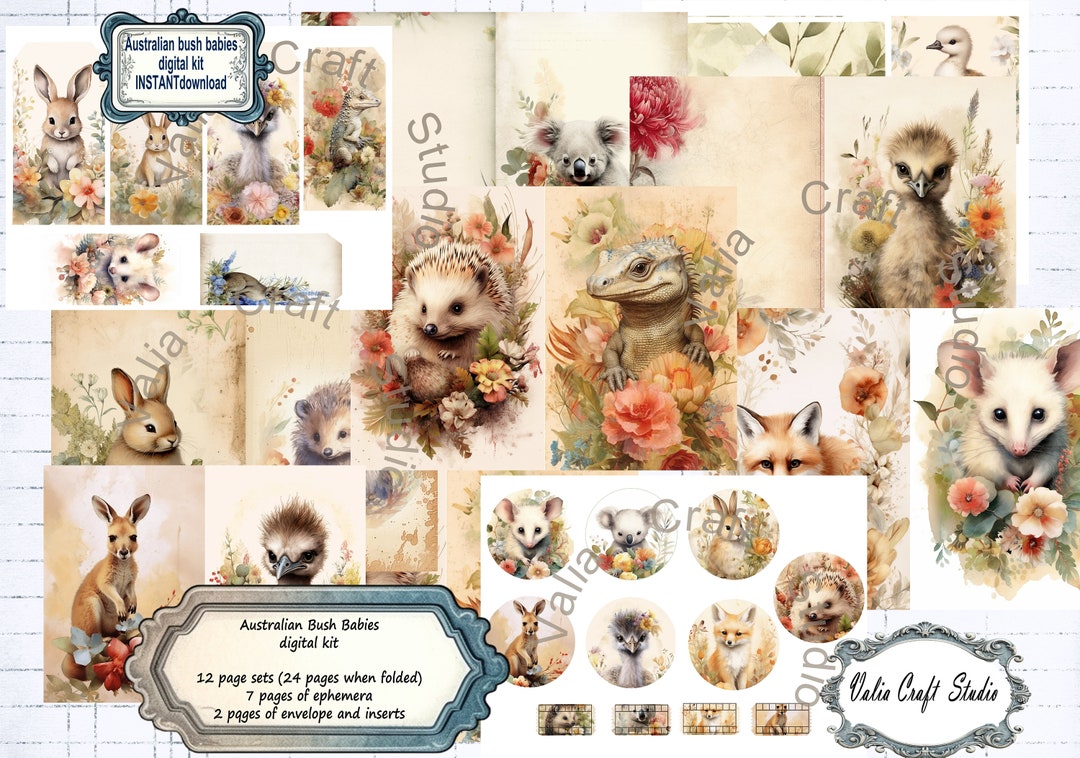 Australian Bush Babies Junk Journal Kit, Digital Kit, Instant Download ...