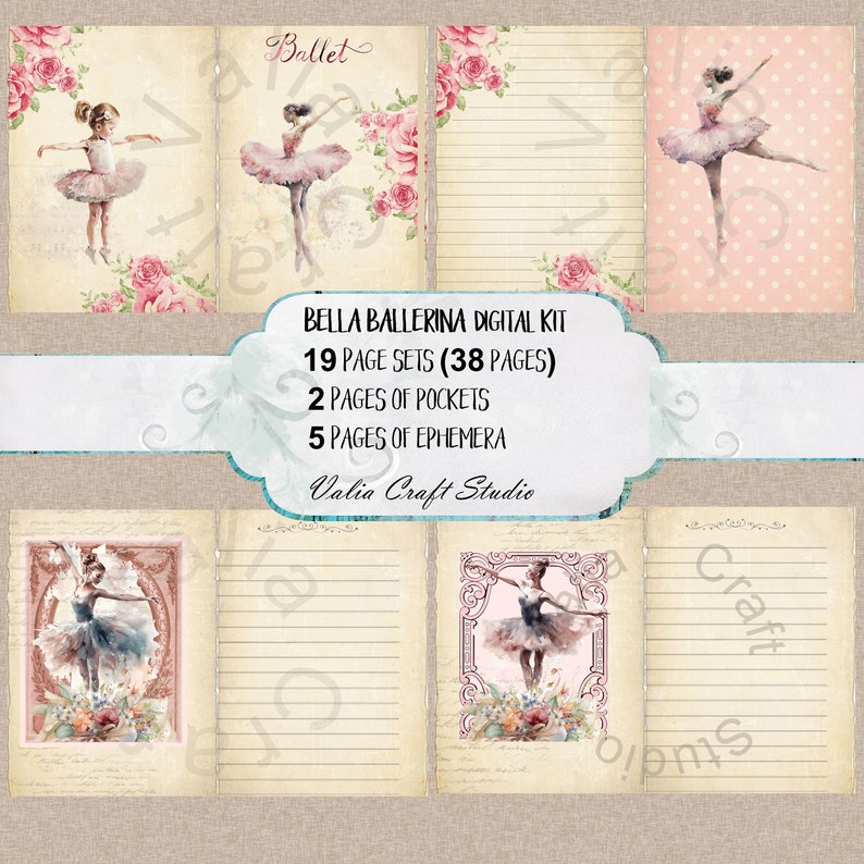 Digital Kit, Bella Ballerina Digital Kit, Printable, Instant Download ...