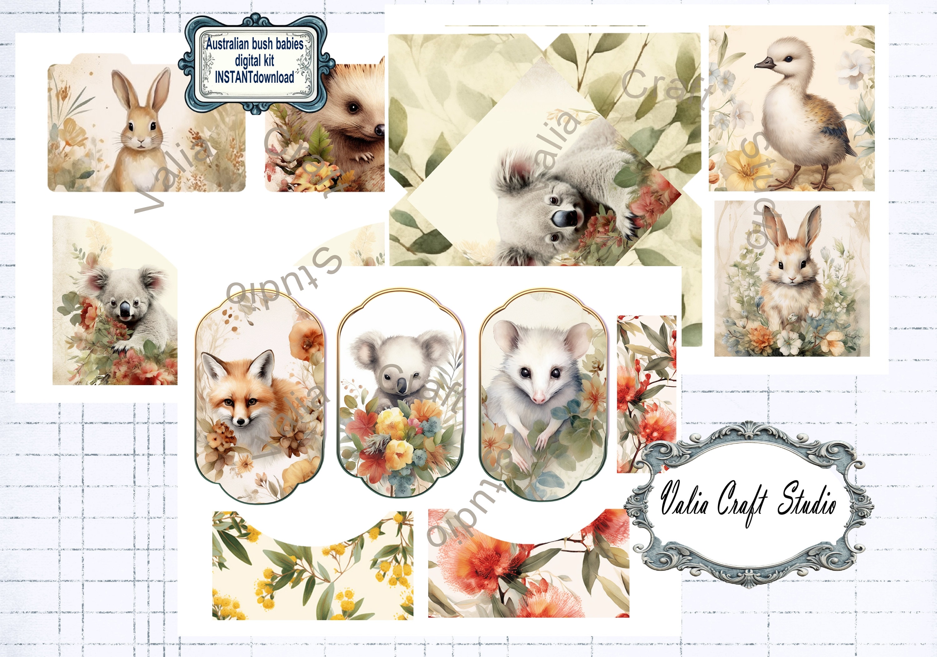 Australian Bush Babies Junk Journal Kit, Digital Kit, Instant Download ...