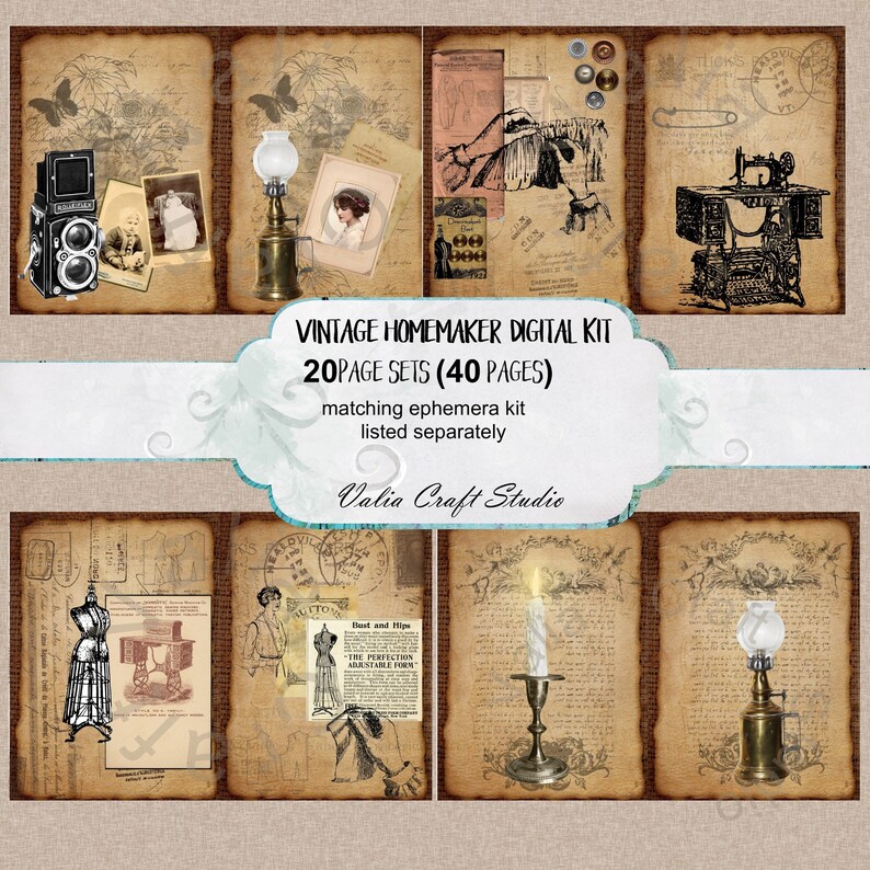 Junk Journal, Vintage Homemaker Digital Kit, Printable, Instant ...