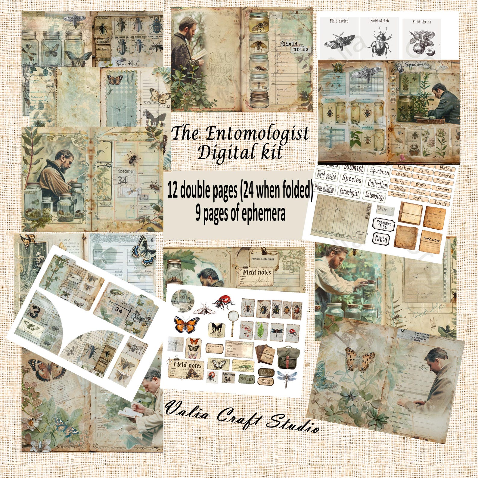 Digital Kit, the Entomologist Digital Kit, Printable, Valia Craft ...
