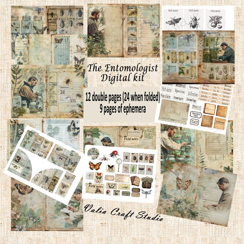 Digital Kit, the Entomologist Digital Kit, Printable, Valia Craft ...