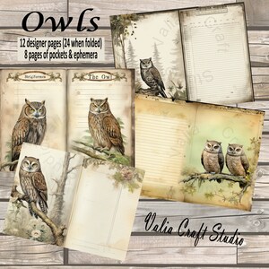 Owls Junk Journal Kit, Digital Kit, Printable, Journal Kit, Instant ...