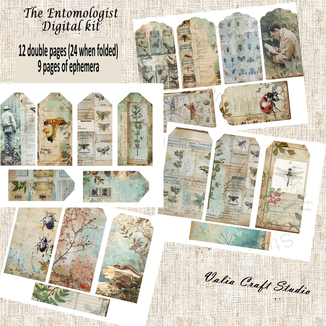 Digital Kit, the Entomologist Digital Kit, Printable, Valia Craft ...