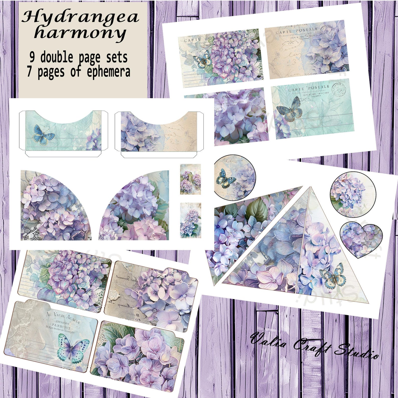 Hydrangea Harmony Junk Journal Kit, Digital Kit, Printable, Journal Kit, Instant Download ...