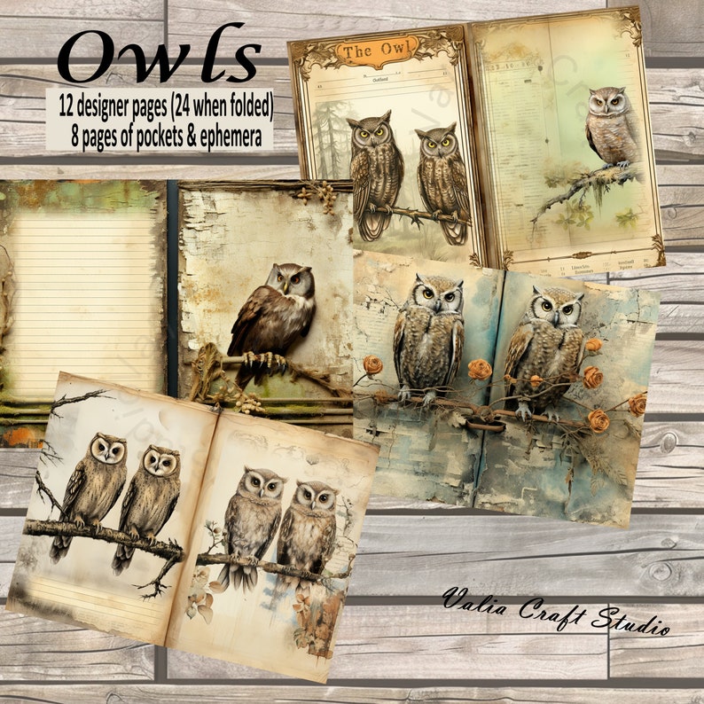 Owls Junk Journal Kit, Digital Kit, Printable, Journal Kit, Instant ...