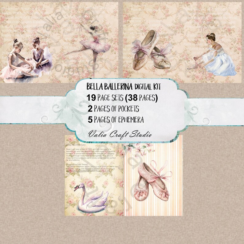 Digital Kit, Bella Ballerina Digital Kit, Printable, Instant Download ...