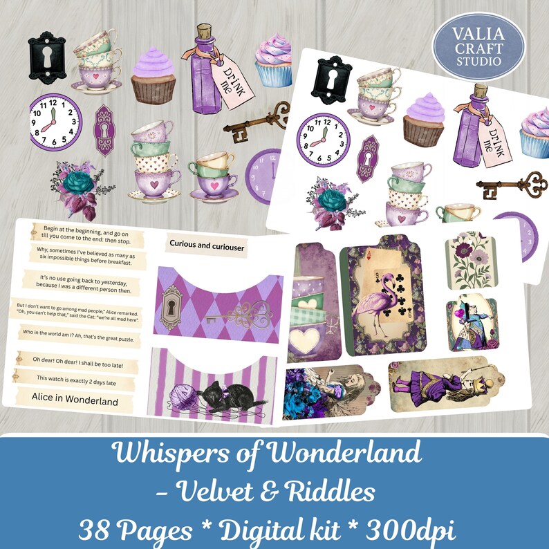 Alice in Wonderland | Velvet & Riddles Junk Journal Kit | Vintage Alice ...