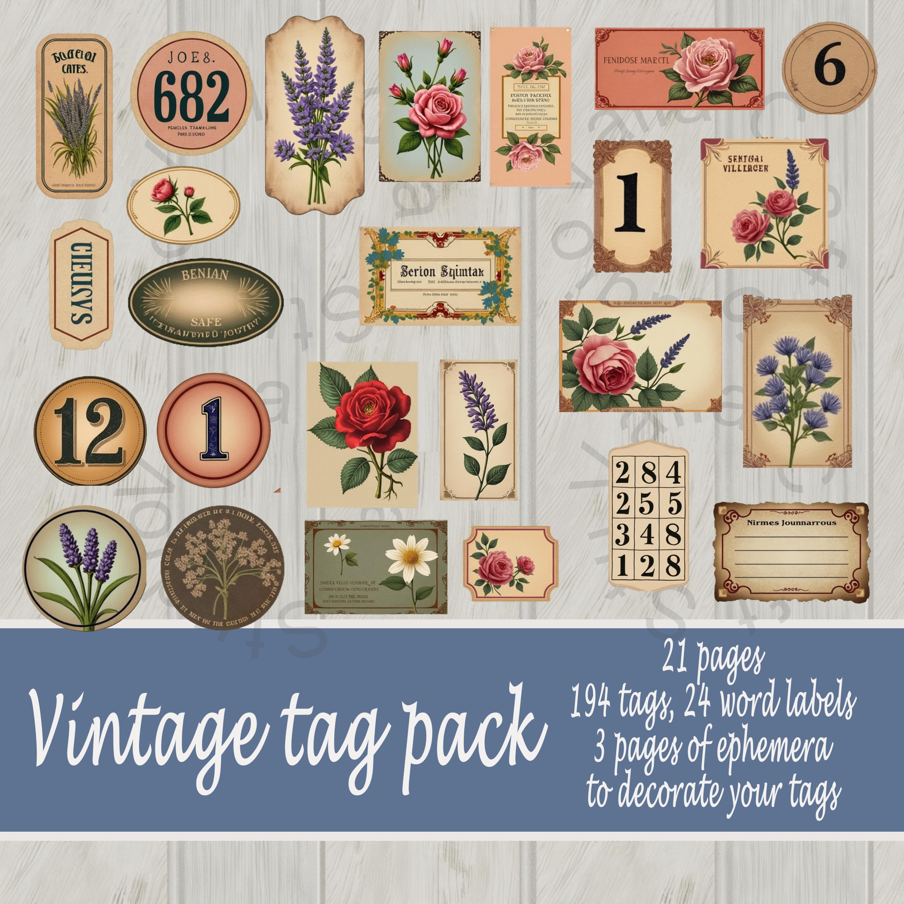 Printable Tag Collection: 194 Vintage Style Tags & Embellishments ...
