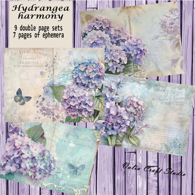 Hydrangea Harmony Junk Journal Kit, Digital Kit, Printable, Journal Kit, Instant Download ...
