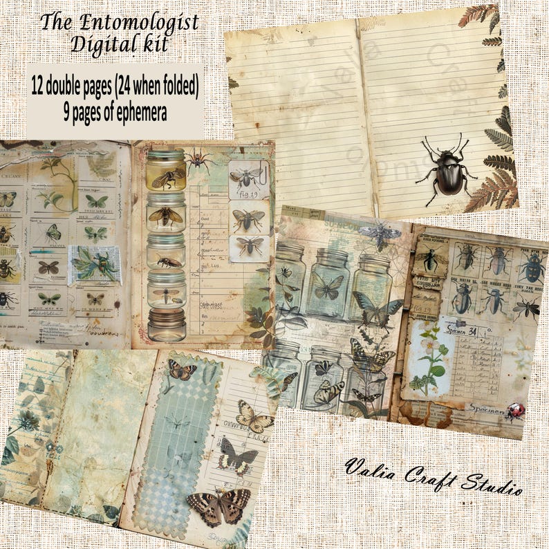 Digital Kit, the Entomologist Digital Kit, Printable, Valia Craft ...