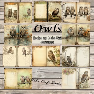 Owls Junk Journal Kit, Digital Kit, Printable, Journal Kit, Instant ...