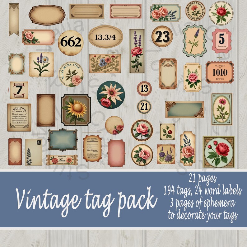 Printable Tag Collection: 194 Vintage Style Tags & Embellishments ...