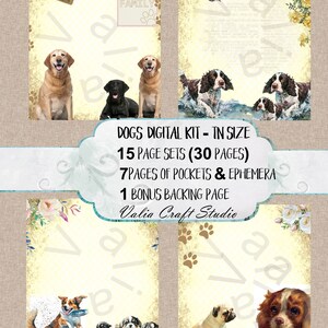 Junk Journal, Delightful Dogs Digital Kit, TN Size, Printable, Instant ...
