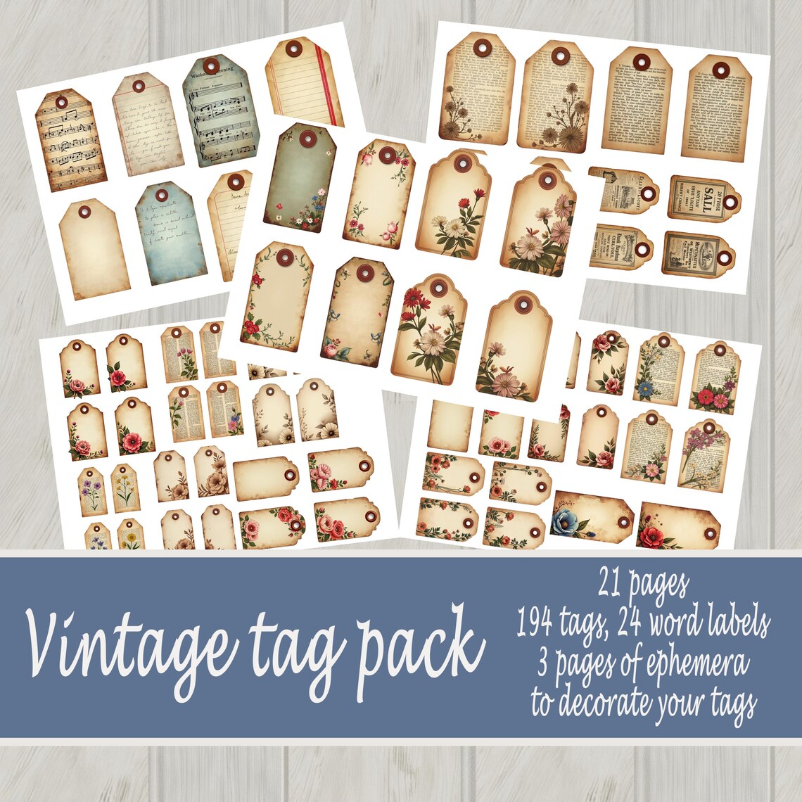 Printable Tag Collection: 194 Vintage Style Tags & Embellishments ...