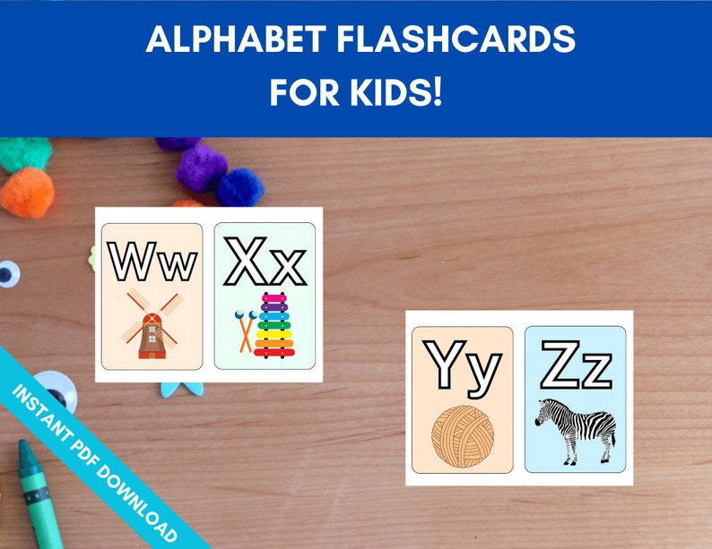 Printable Alphabet Flash Cards for Toddlers - Kindergarten - Preschool ...