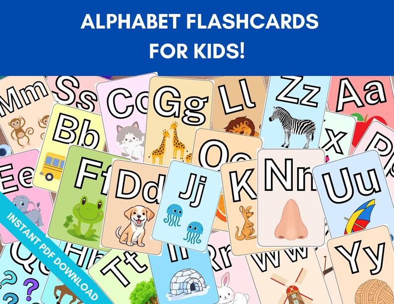 Printable Alphabet Flash Cards for Toddlers - Kindergarten - Preschool ...
