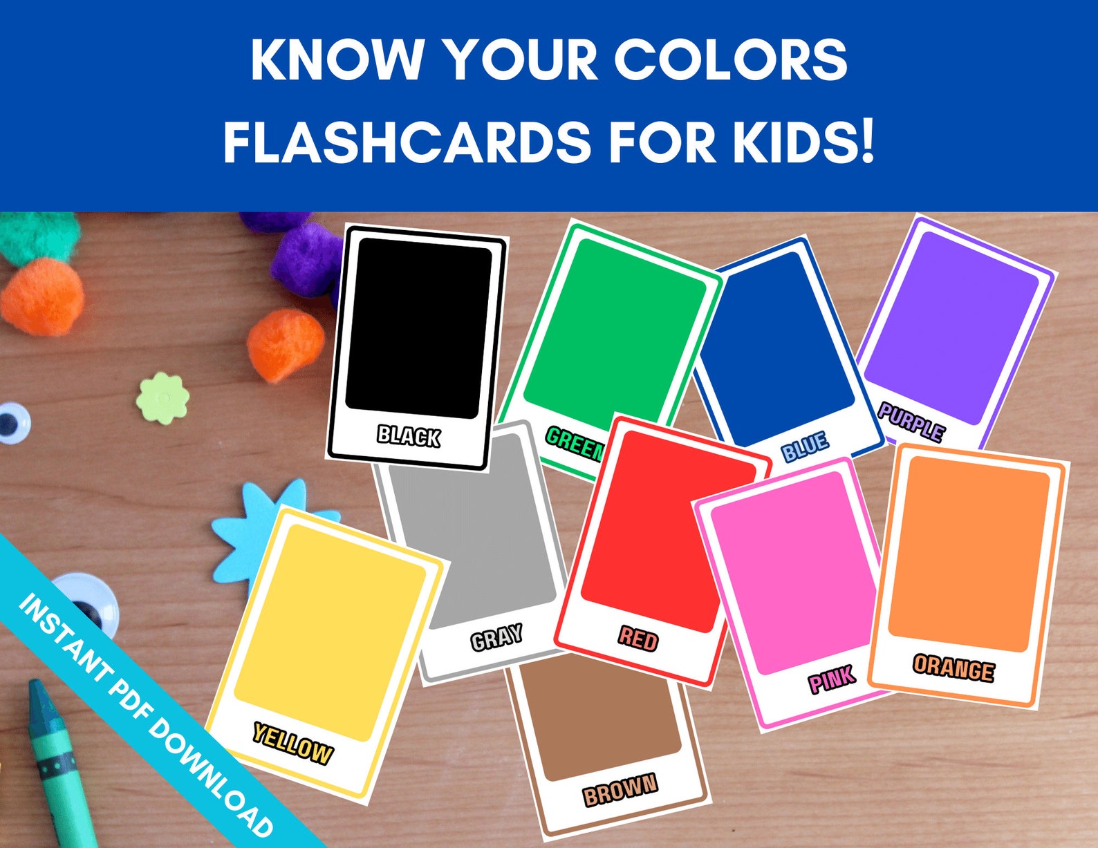 Printable Colors Flash Cards for Toddlers Kindergarten Preschool ...