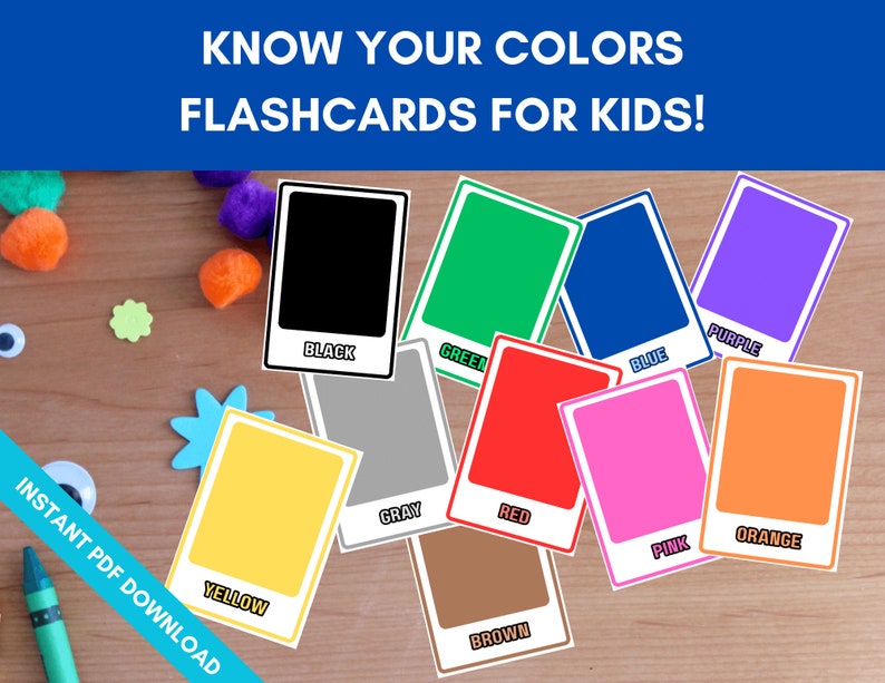 Printable Colors Flash Cards for Toddlers - Kindergarten - Preschool ...