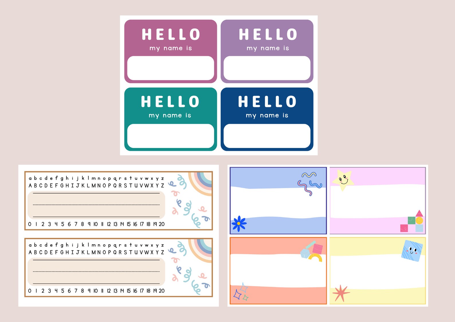 Printable Blank Name Tags Kids - Kindergarten - Preschool - Toddlers ...