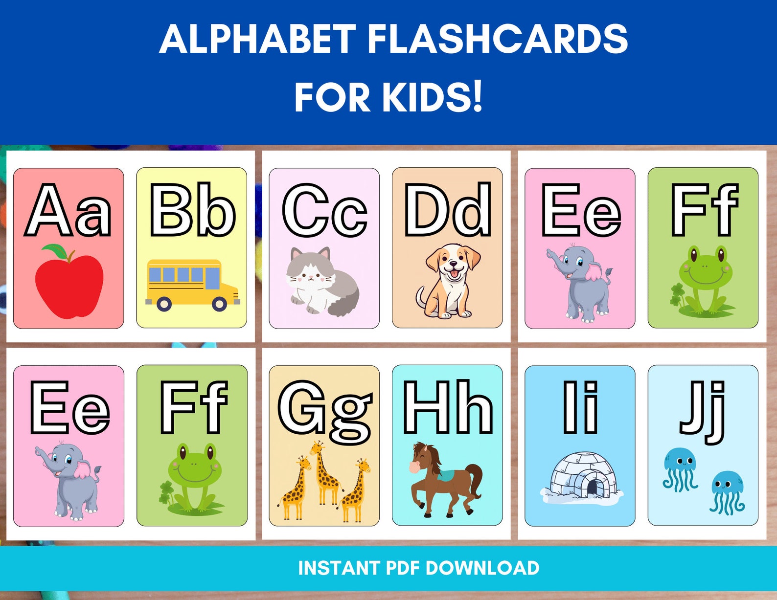Printable Alphabet Flash Cards for Toddlers - Kindergarten - Preschool ...