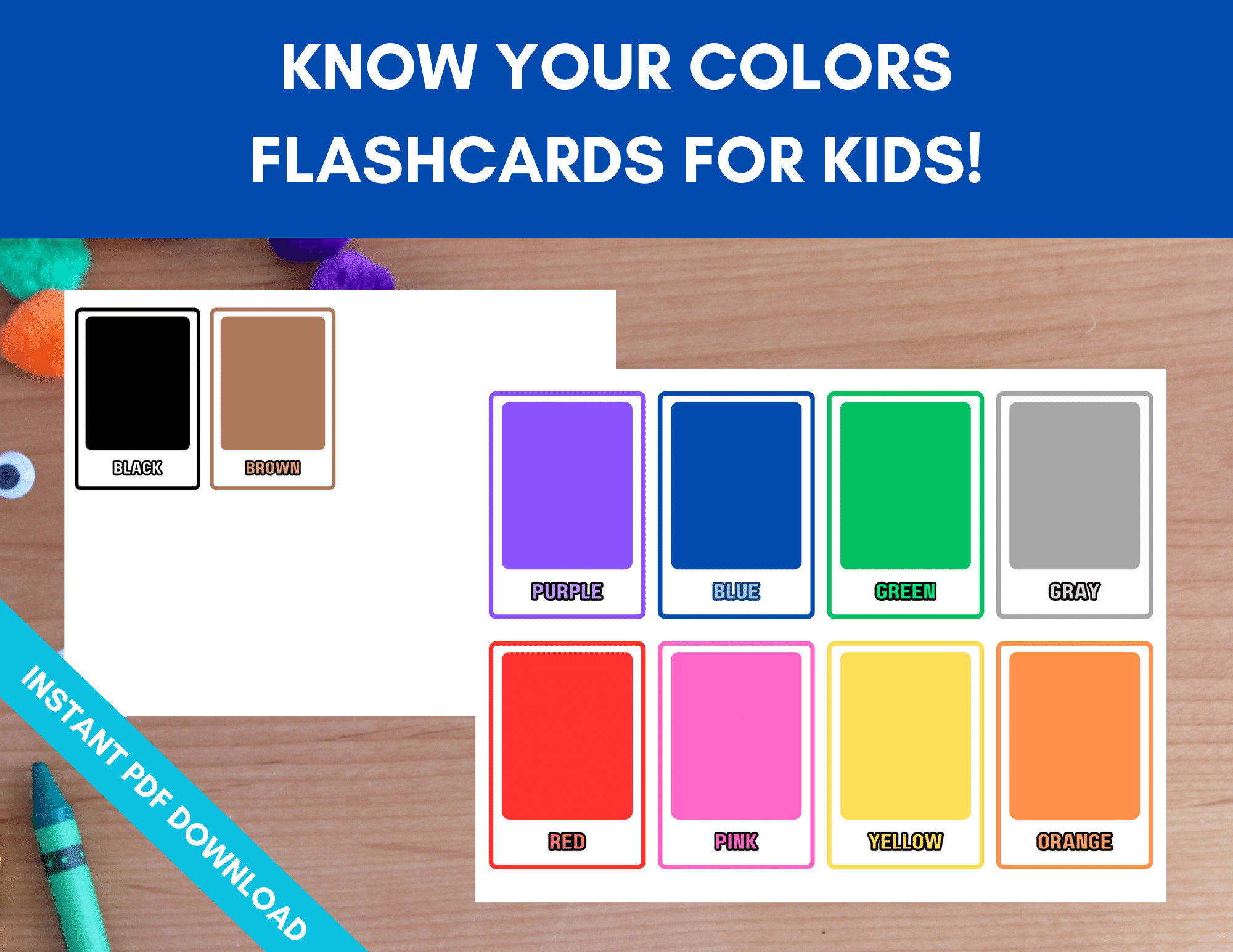 Printable Colors Flash Cards for Toddlers - Kindergarten - Preschool ...