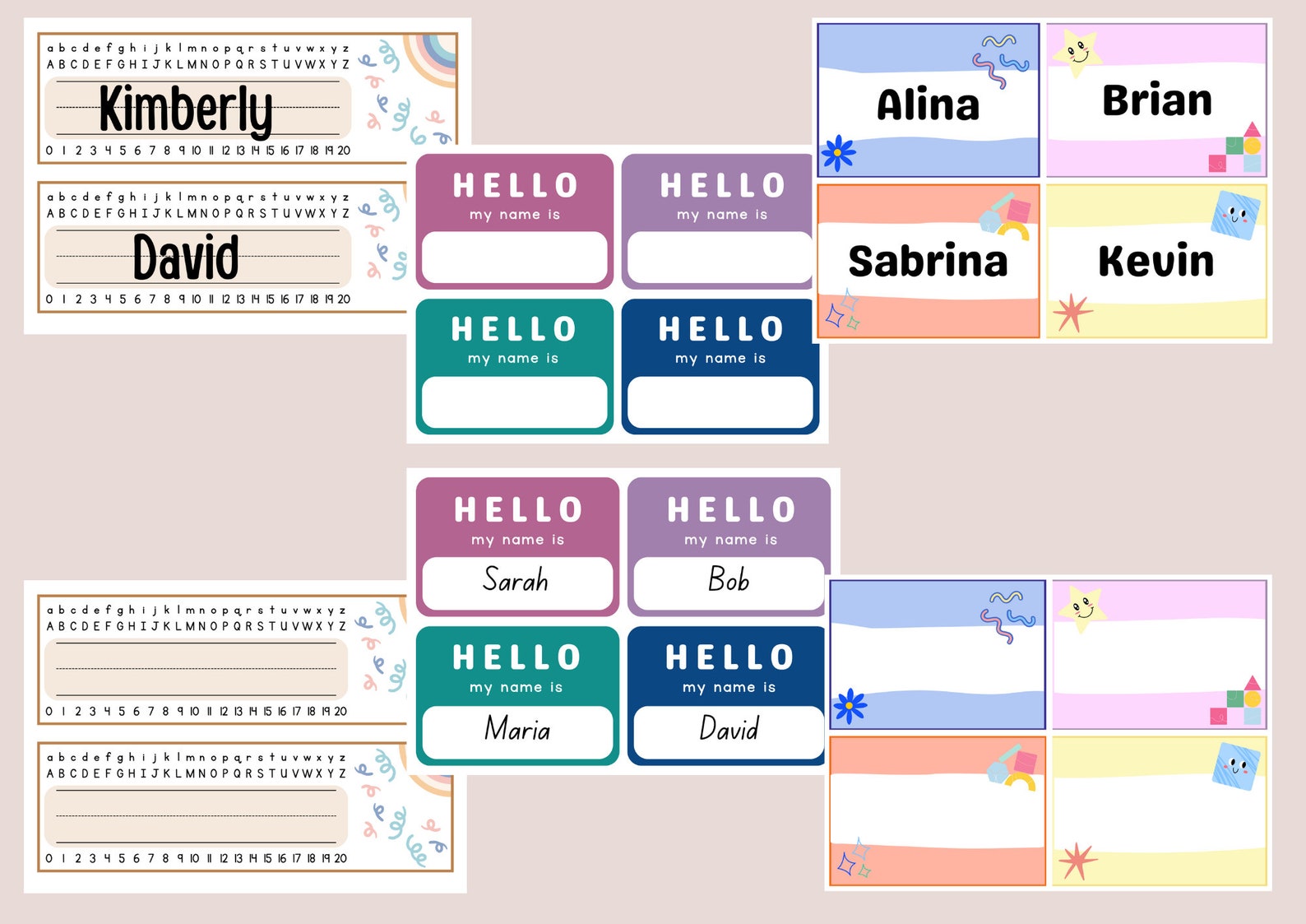 Printable Blank Name Tags Kids - Kindergarten - Preschool - Toddlers ...