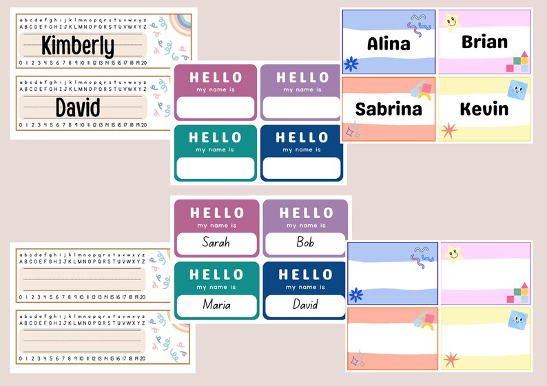 Printable Blank Name Tags Kids - Kindergarten - Preschool - Toddlers ...