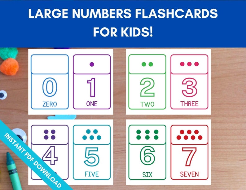 Printable Numbers Count Flash Cards for Toddlers - Kindergarten ...
