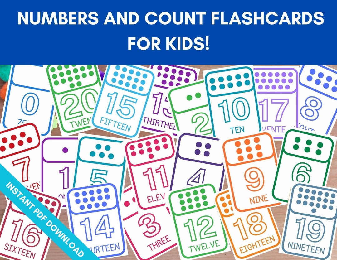 Printable Numbers Count Flash Cards for Toddlers Kindergarten Preschool ...
