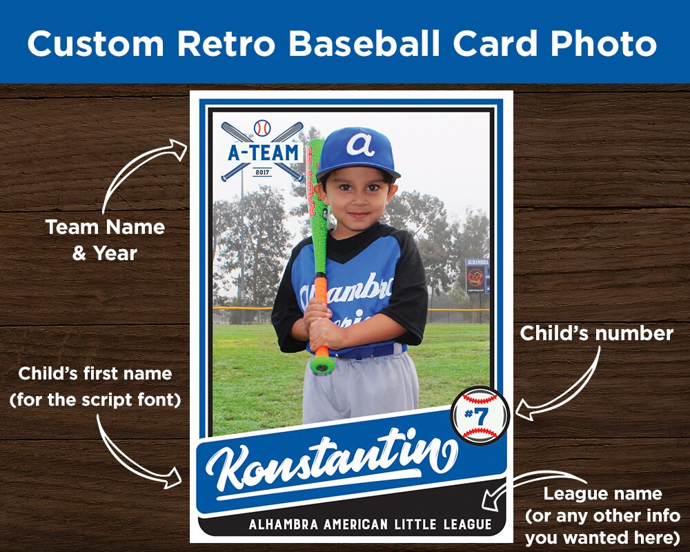Custom Retro Baseball Card Photo Digital Download - Etsy