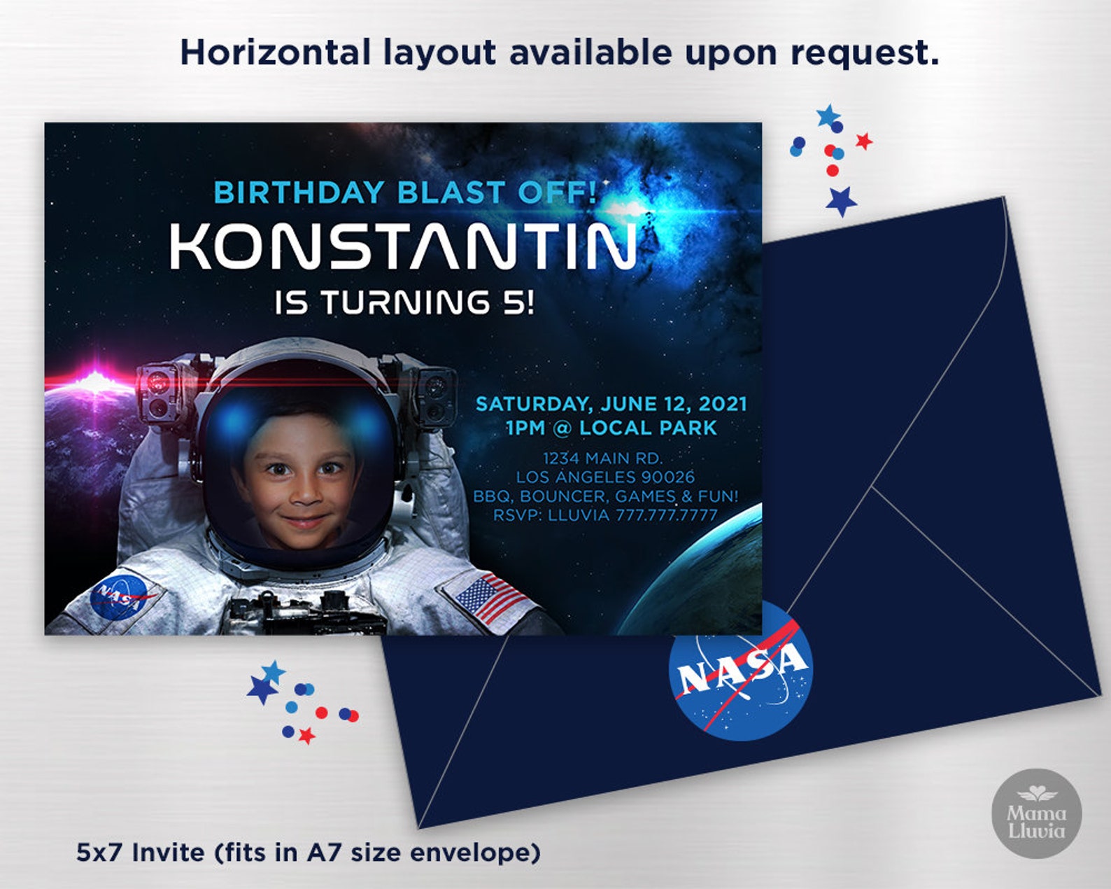 NASA Invitation, Astronaut Invitation, Digital Download, Custom ...