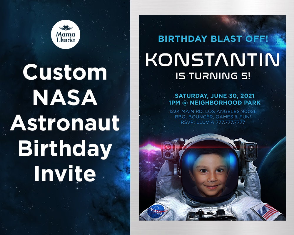 NASA Invitation, Astronaut Invitation, Digital Download, Custom ...