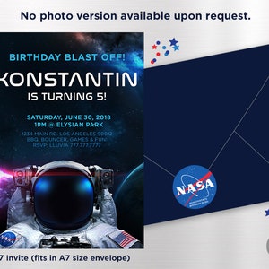 NASA Invitation, Astronaut Invitation, Digital Download, Custom ...