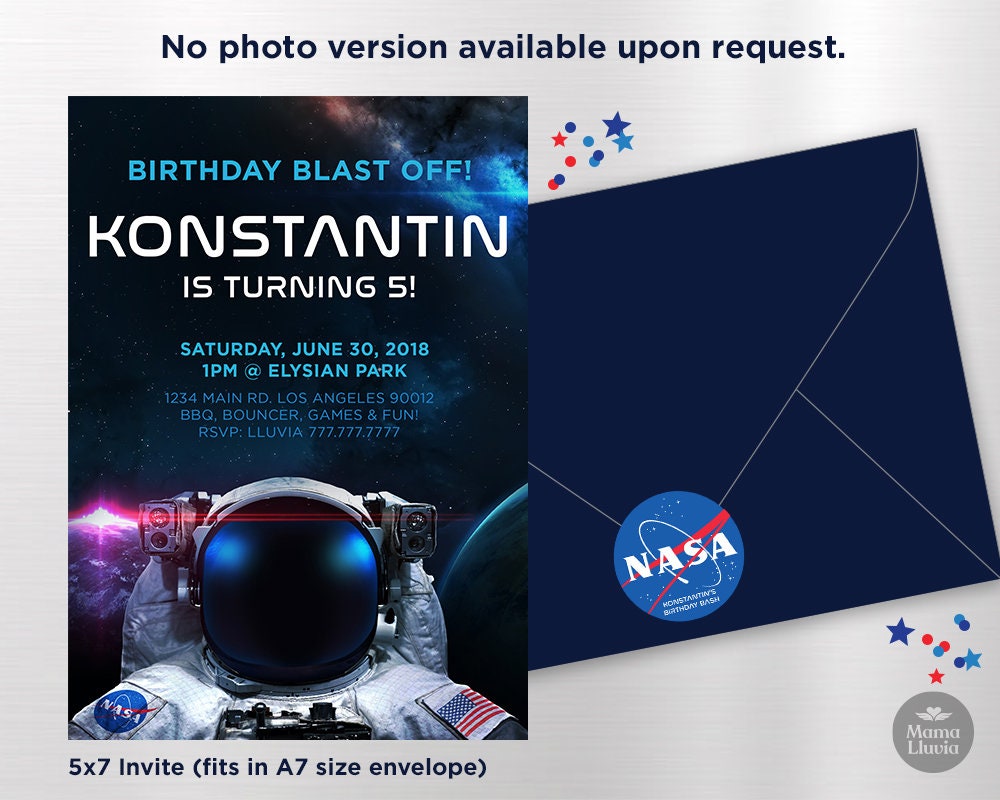 NASA Invitation, Astronaut Invitation, Digital Download, Custom ...