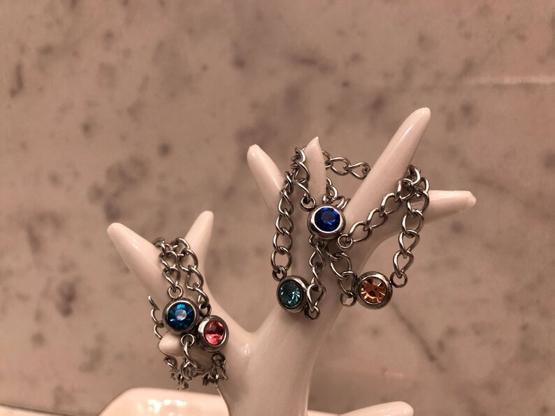 Stackable Chain Rings With Colored Gems | Etsy