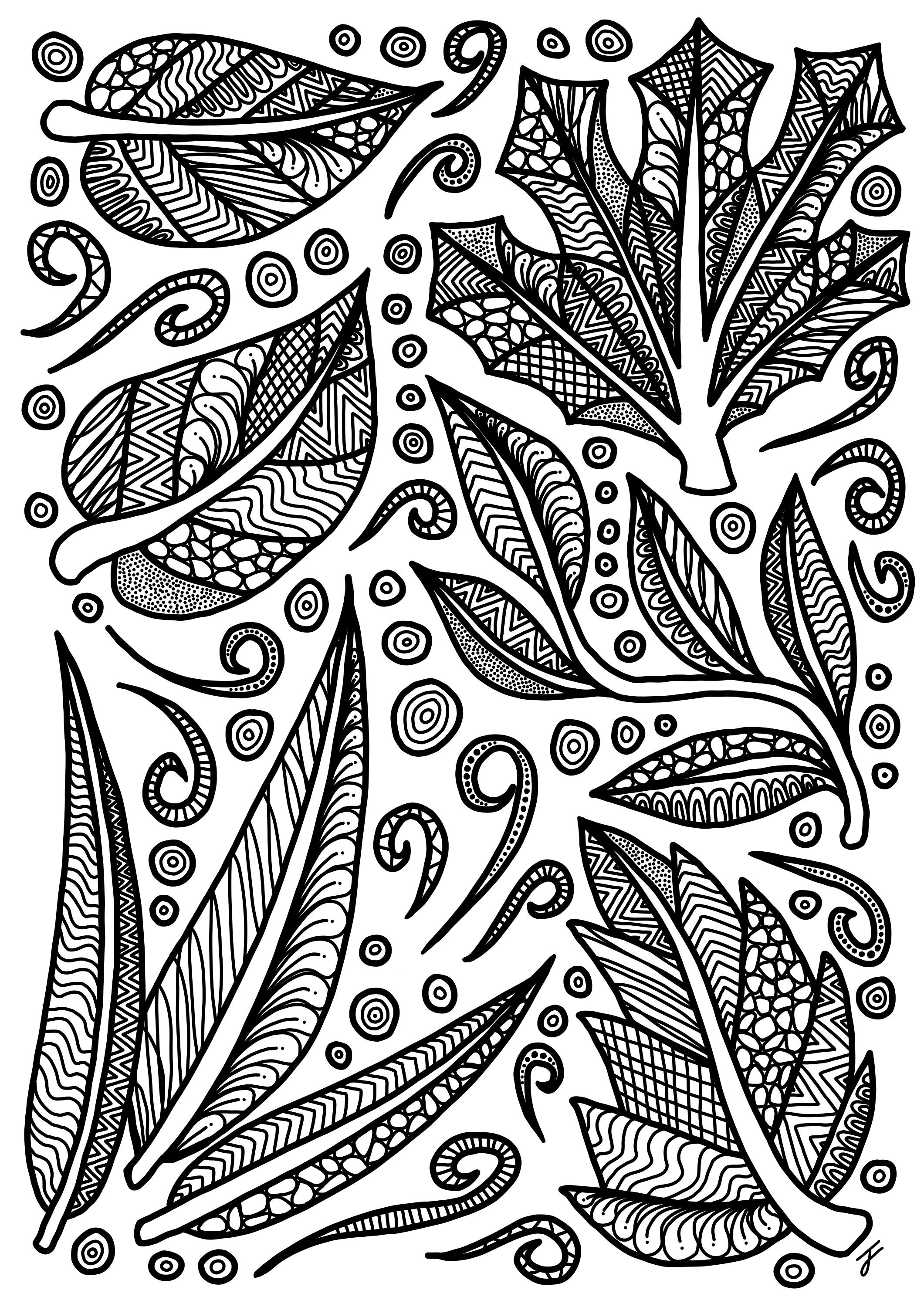 Leaf Design Coloring Page - Etsy