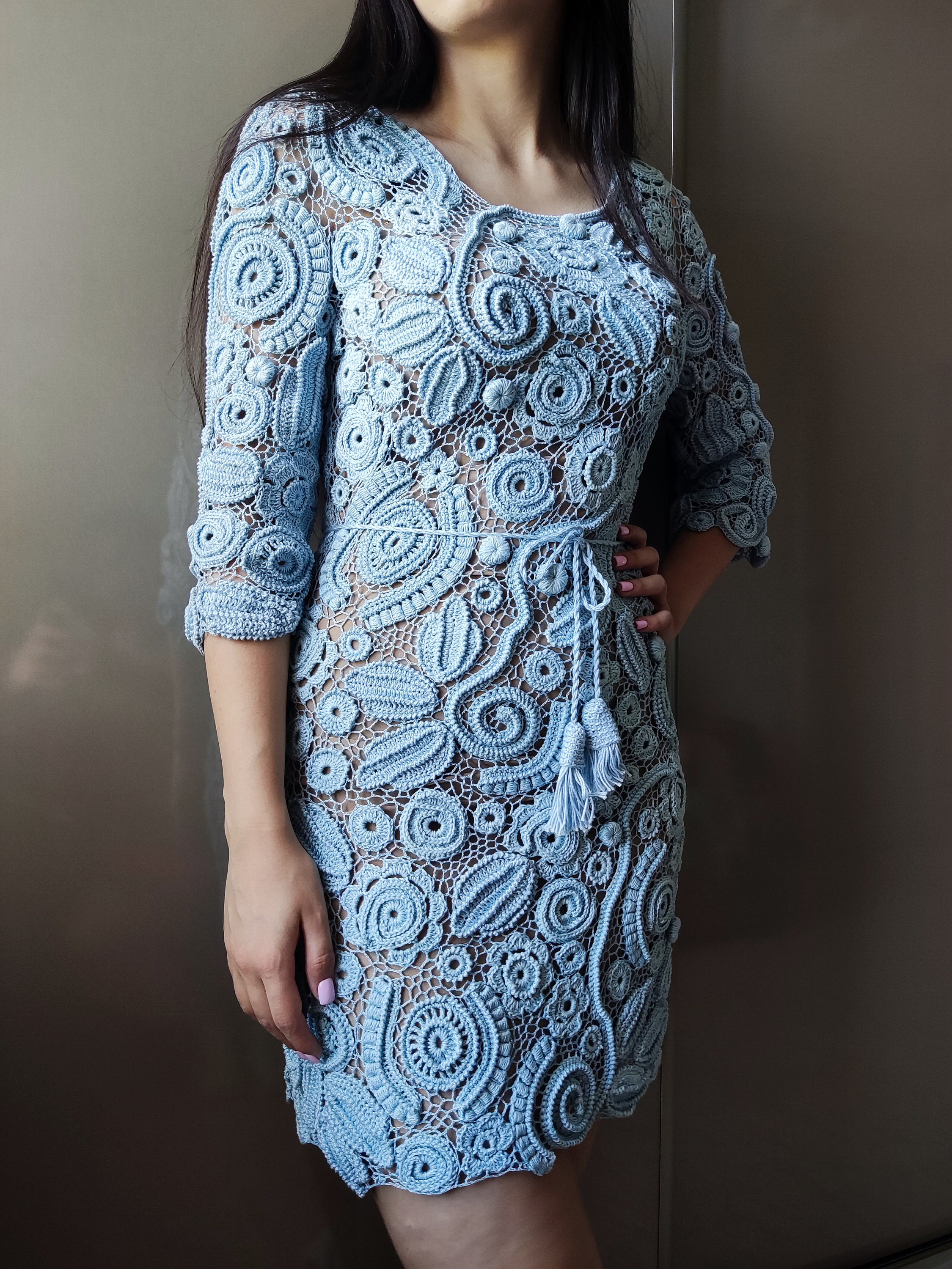 Handmade Dress Handmade Irish Lace Knitted Bohemian Gown Irish Lace ...