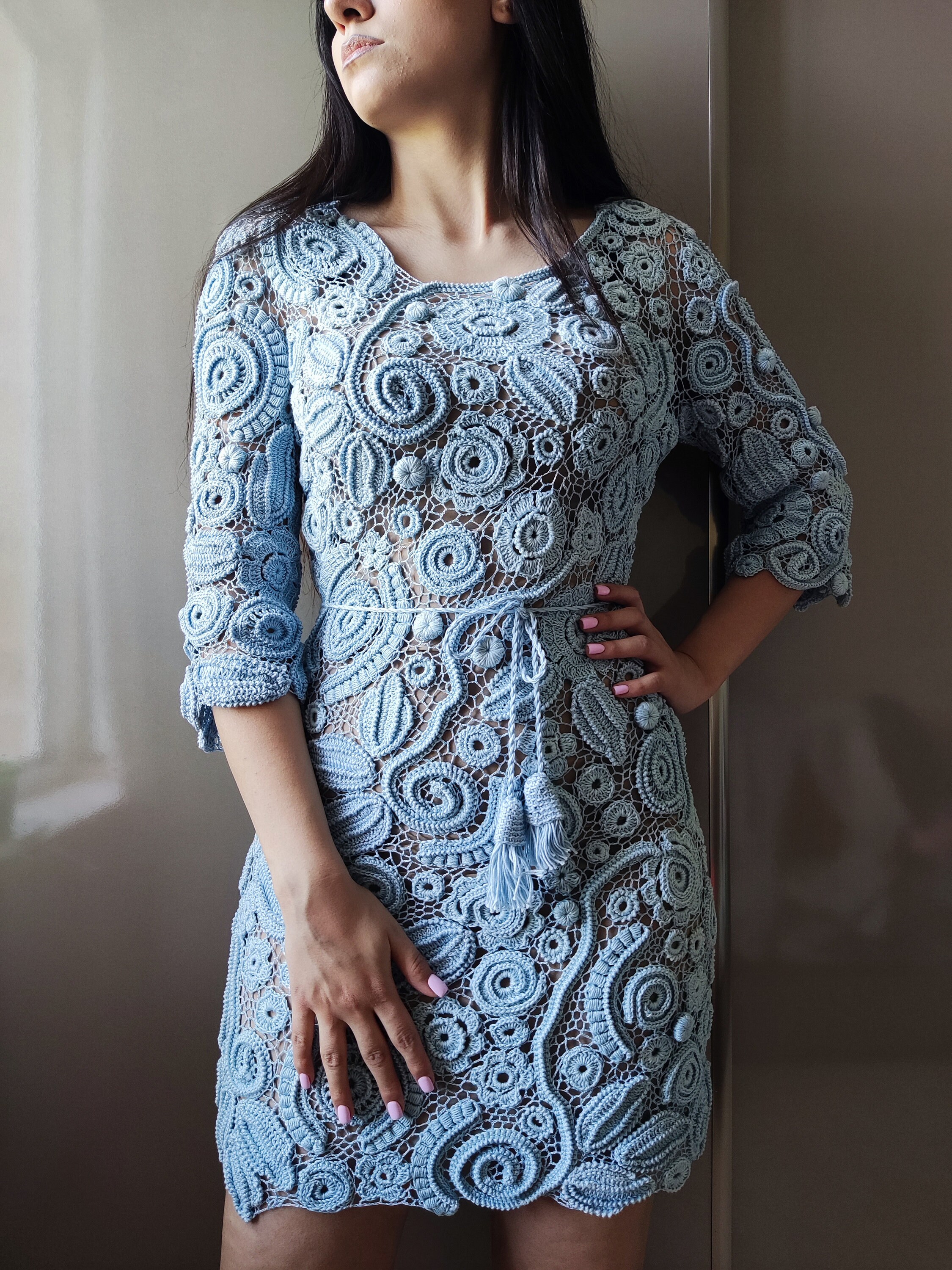 Handmade Dress Handmade Irish Lace Knitted Bohemian Gown Irish Lace ...