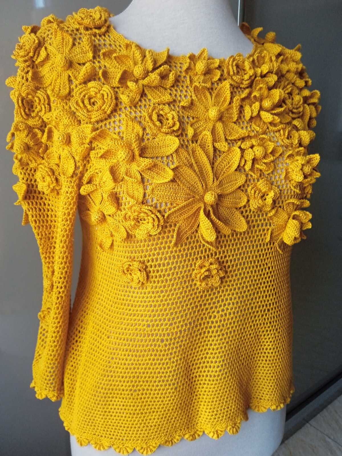 Unique, One of a Kind, Flowers Bloom Crochet Top, Designer Inspired ...