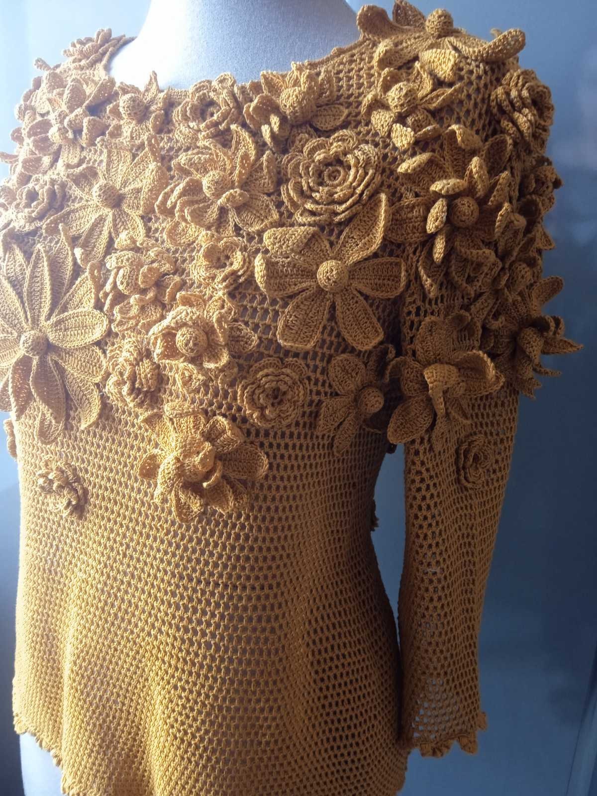 Unique, One of a Kind, Flowers Bloom Crochet Top, Designer Inspired ...