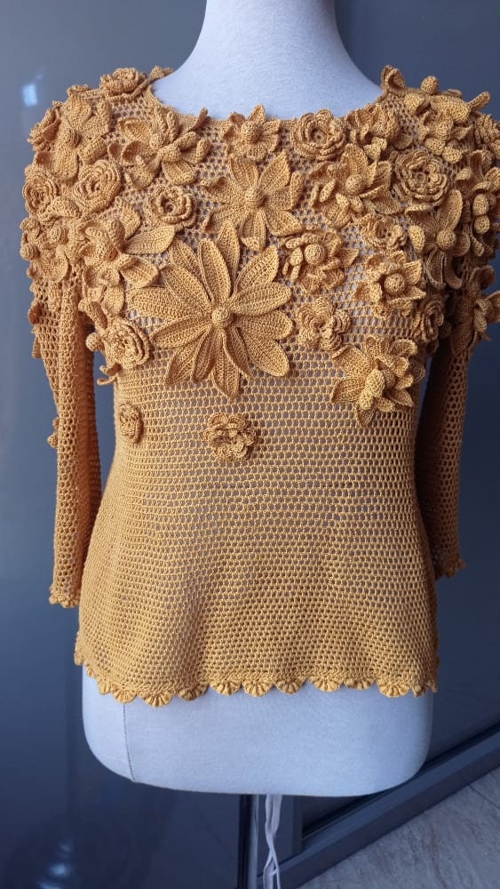 Unique, One of a Kind, Flowers Bloom Crochet Top, Designer Inspired ...