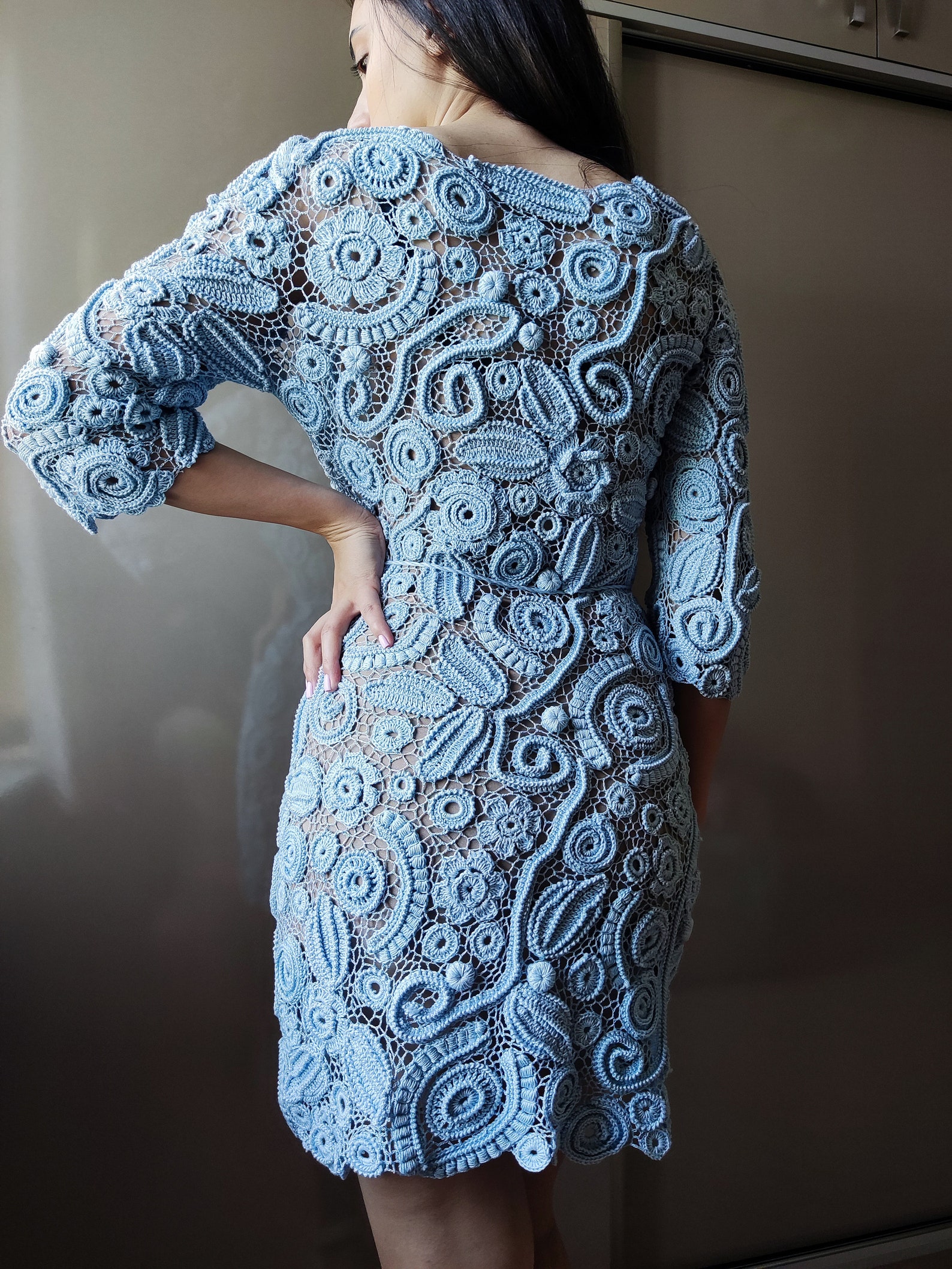 Handmade Dress Handmade Irish Lace Knitted Bohemian Gown Irish Lace ...