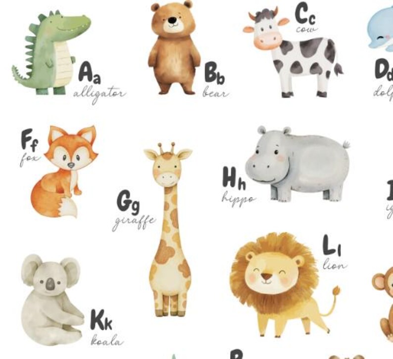 ABC Animal Poster: Kids Alphabet Learning Print - Nursery & Playroom ...