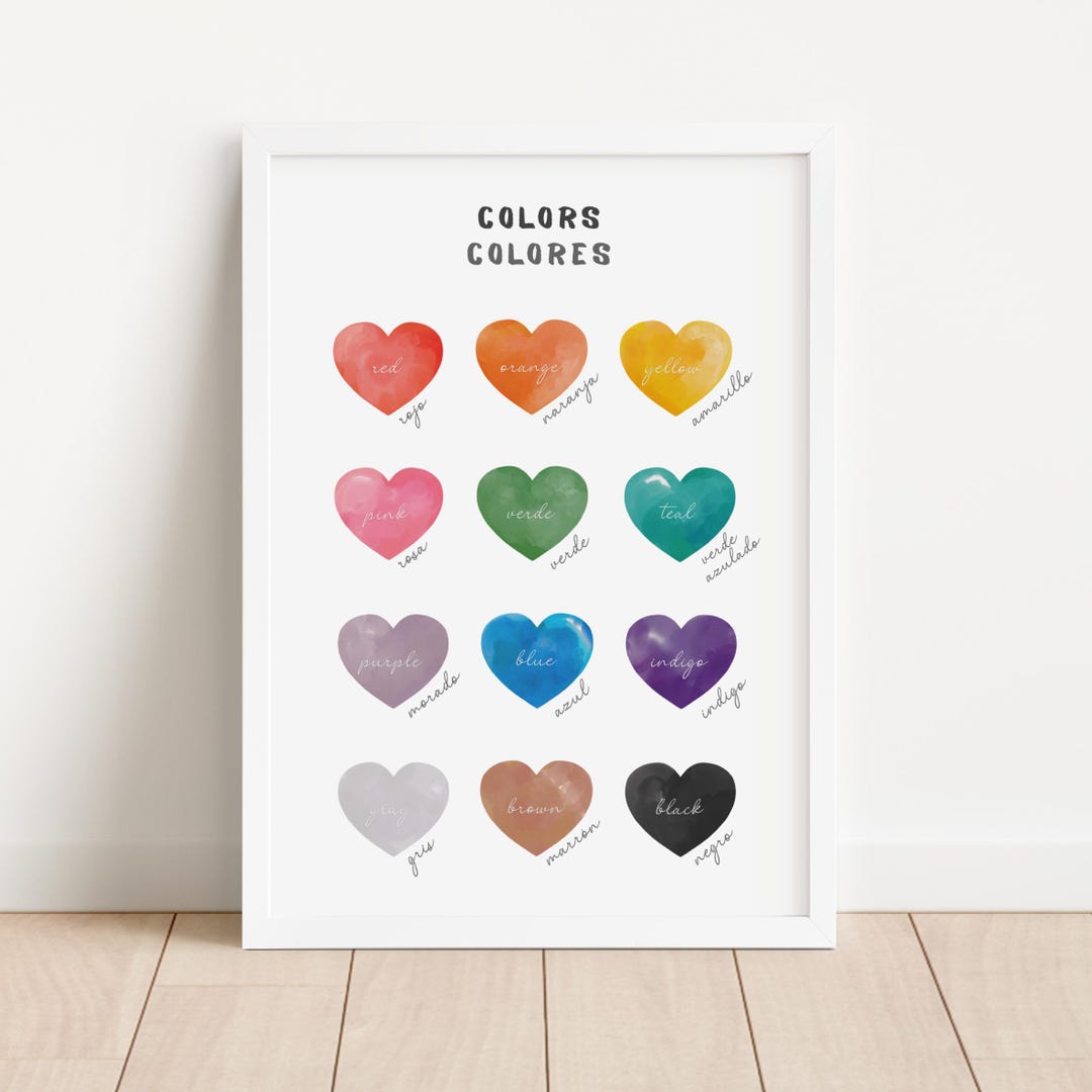 Bilingual Colors Poster: English Spanish Montessori Art (digital ...
