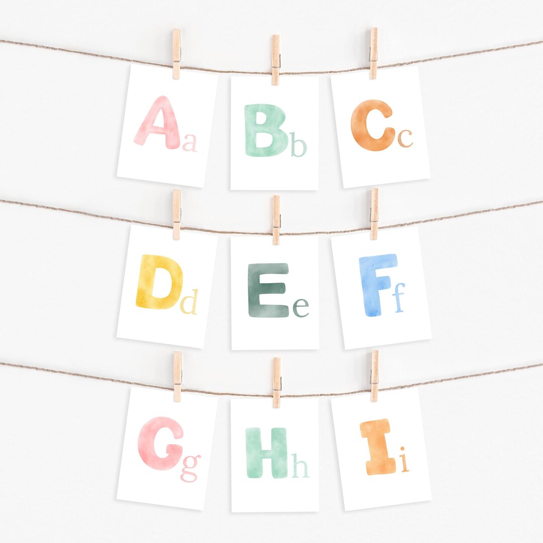 Watercolor Alphabet Flashcards – ABC Printable Learning Cards for Kids ...