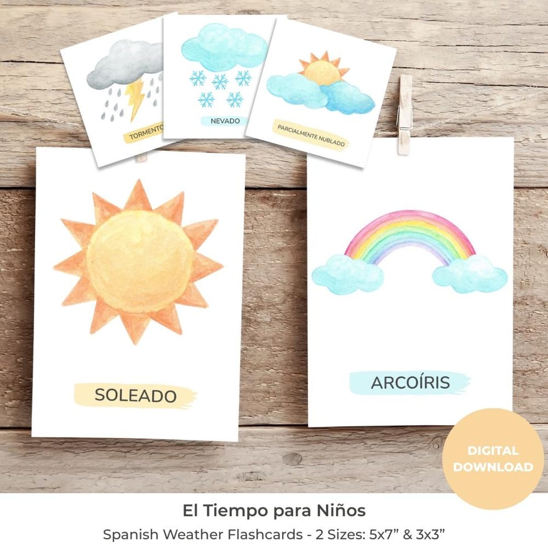 Spanish Weather Flashcards | El Tiempo Printable Cards for Kids ...