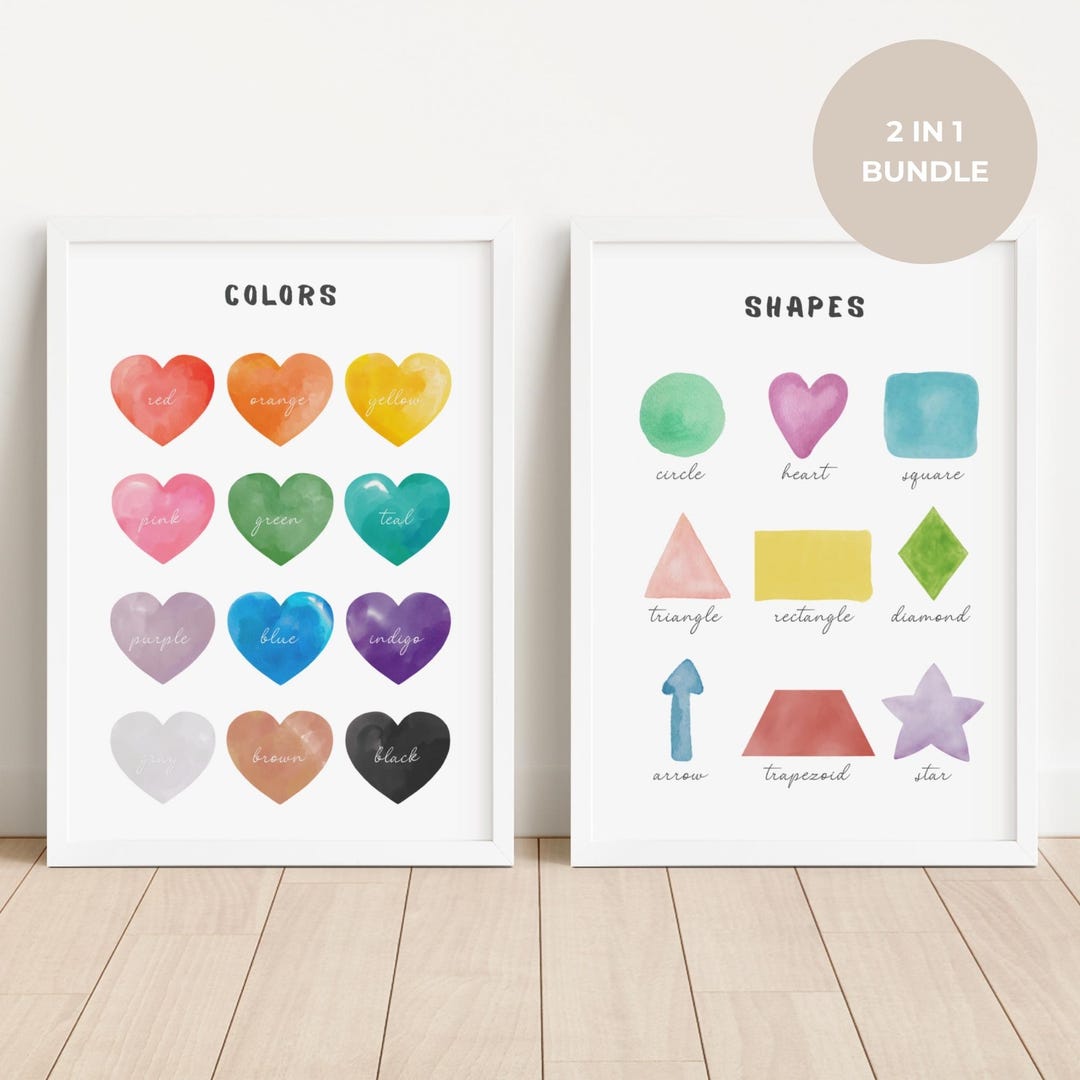 Colors and Shapes Poster Set: Educational Nursery Decor (digital ...