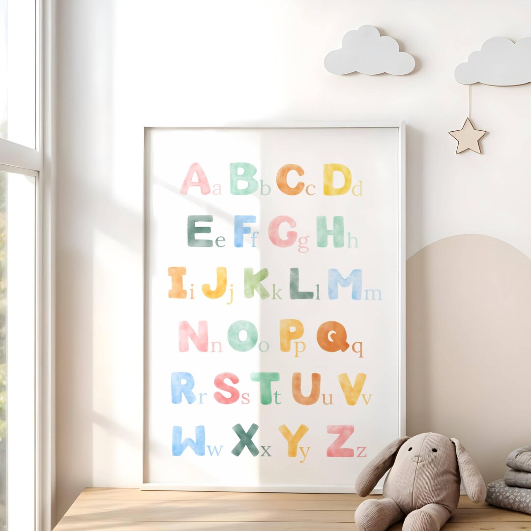 Watercolor Alphabet Poster: Rainbow ABC Poster for Kids (digital ...