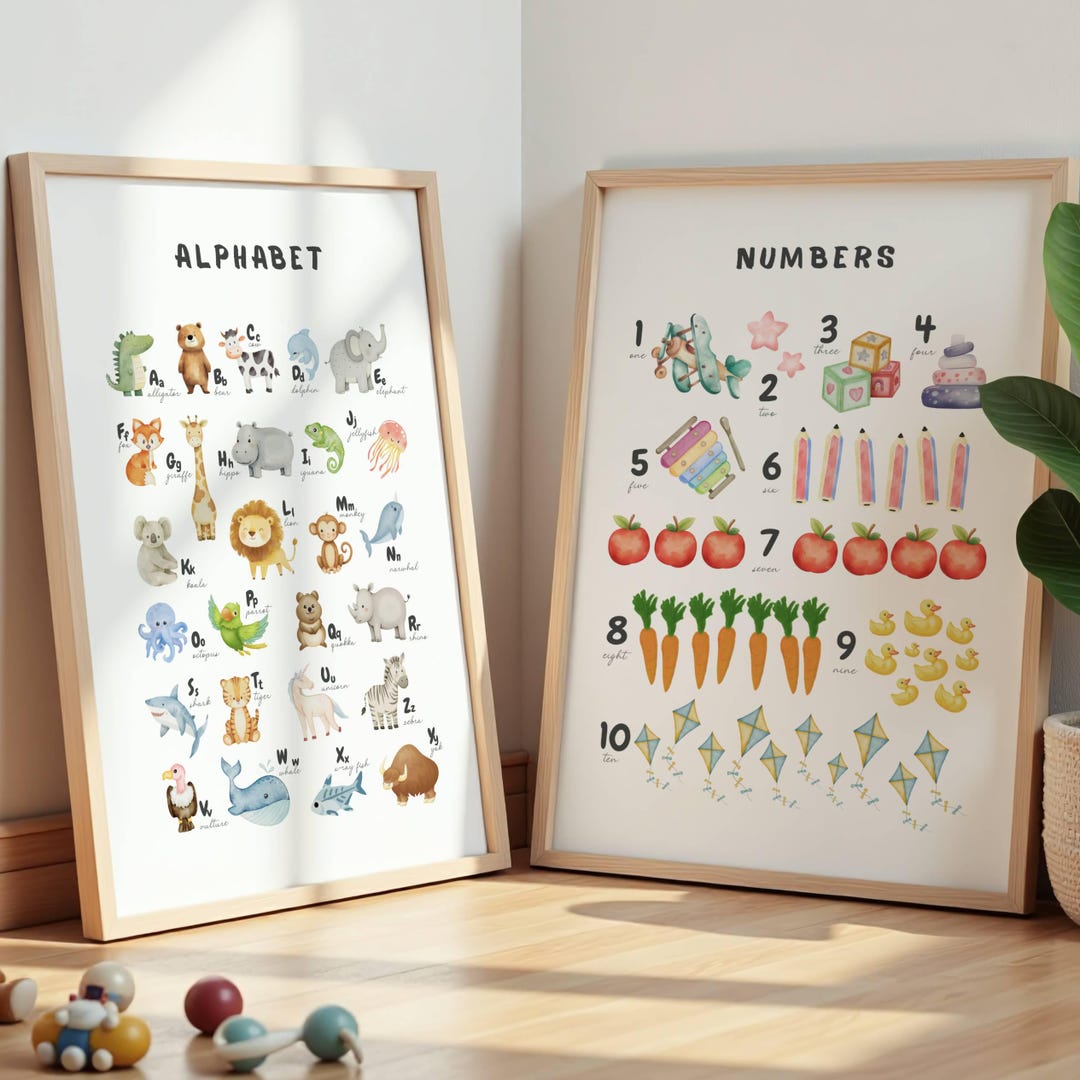 ABC Alphabet Poster & Numbers Poster Bundle | Educational Wall Art for ...